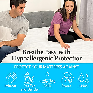 Twin Mattress Protector - Waterproof, Breathable, Blocks Allergens, Smooth Soft Cotton Terry Cover. The Premium Mattress Protector Will Surely Increase The Life of Your Mattress. (Twin)