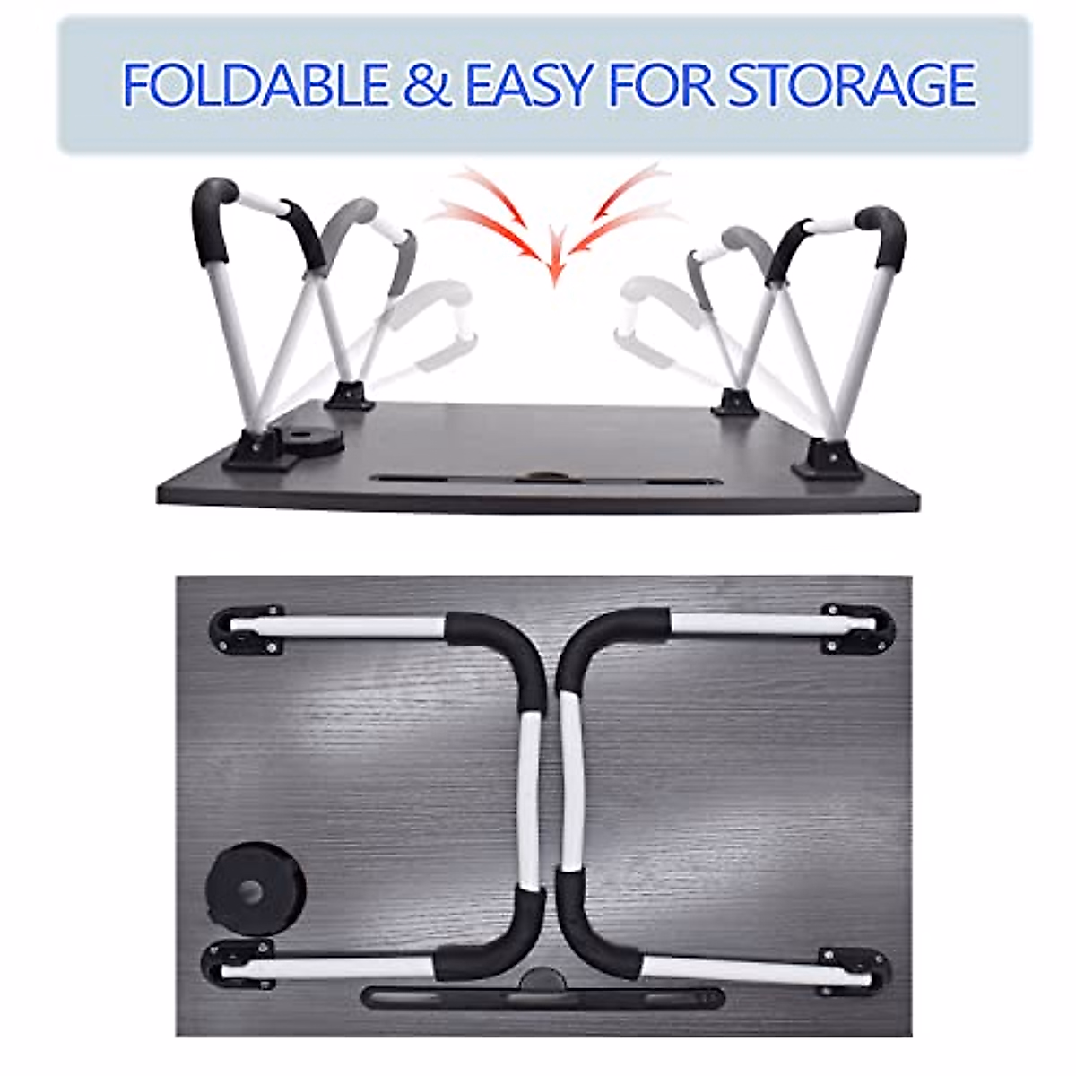 Folding Laptop Desk, Built-in Cup Slot, Book Stand, Portable Bed Tray Table Suitable for Study Writing Eating on Bed Couch Sofa Office Camping Party (60 * 40cm Black)