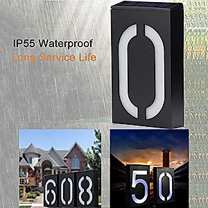 LED Solar House Number Light, Garden Numbers Solar Powered Address Sign LED Illuminated Outdoor Plaques and Wall Art Lighted Up for Home Yard Street (Digit 6)