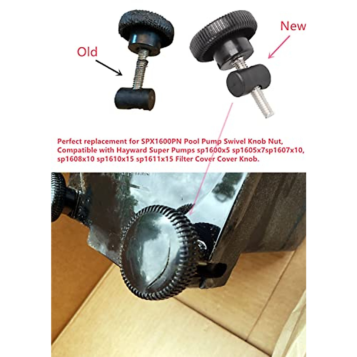 LanKstet Pool Pump SPX1600PN Nut Knob Swivel Nut Gasket Replacement for Hayward Superpump and MaxFlo Pump Swivel Nut and Knob 2pc