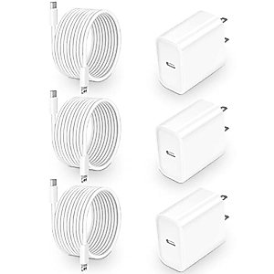 [Apple MFi Certified] iPhone Charger Fast Charging, Kindtoy 3Pack 20W PD USB-C Wall Charger + 3Pack 6FT Type-C to Lightning Cable Quick Charge Compatible with iPhone 14 13 12 11 Pro Max/XS/XR/X 8/iPad