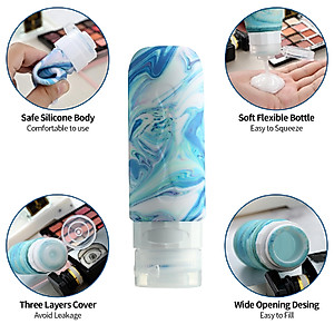 Gemice Travel Bottles Set for Toiletries 16 Pack, Leakproof Silicone Travel Bottles, Travel Essentials for Toiletries BPA Free TSA Approved Squeezable Refillable 3oz, for Shampoo Conditioner Lotion