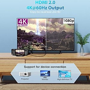 ANNAPRO Docking Station for Steam Deck/Steam Deck OLED & ROG Ally, 6-in-1 Dock with HDMI 2.0 4K@60Hz, Gigabit Ethernet, 3 x USB-A 3.0 and PD3.0 100W USB-C Full Speed Charging Port