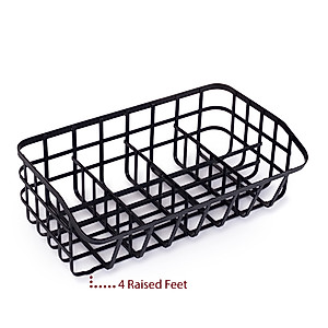 Baflan Tea Bag Organizer Caddy - Metal Tea Box Storage Holder for Tea, Cups, Pods, Packets, Condiment Accessories - Black