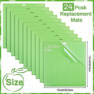 24 Pack Mat 12 x 12 Inch Adhesive Sticky Non Slip Standard Grip Mat Flexible Square Gridded Quilting Cut Mats Crafts Sewing Arts Replacement for Explore One/Air/Air 2/Maker Cut Mats (Green)