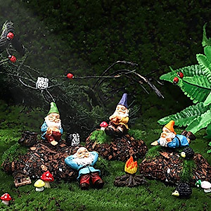 Gnomes Fairy Resin Statues Miniature Fairy Garden Accessories Mini Dwarf Figurine Fairy Miniature Ornament DIY Kit Micro Landscape Ornaments for Outdoor Indoor Patio Yard Lawn Garden (Fire Gnomes)