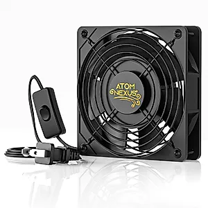 ATOM NEXUS AC Axial Fan AN1225, 120V Computer Fan with AC Plug, Quiet Muffin Fan, 120mm x 25mm Computer Cooling Fan for DIY Cooling Ventilation Exhaust Projects
