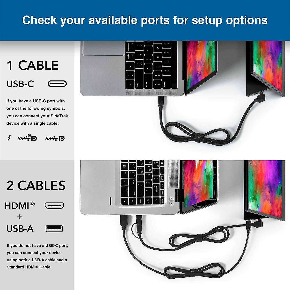 SideTrak Solo Pro Triple Touchscreen Portable Monitor for Laptop | 2 Freestanding 15.6” FHD 1080P LED Screens | Compatible with PC & Chrome | USB-C or HDMI | Speakers & HDR Mode