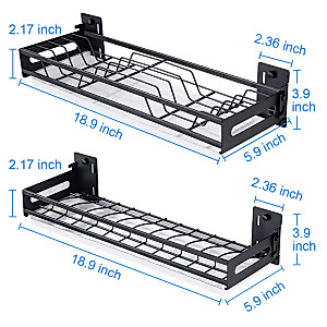 Dish Drying Rack, Detachable 304 Stainless Steel Wall Mount Dish Rack and drainboard Set,2 Tier Hanging Dish Rack with 6 Hooks and 1 Utensil Caddy(Black)