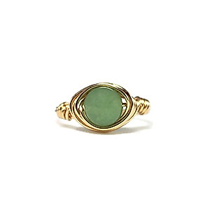 Green Aventurine Gemstone Ring, Natural Solitaire Stone Ring, Sterling Silver Band, 14K Gold-Filled Band, 14K Rose Gold-Filled Band, Custom Size, Jewelry Inspirations