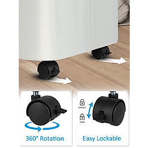 efluky Laundry Hamper with Wheels, Rolling Laundry Hamper with Lid and Removable Bag, Collapsible Dirty Clothes Hamper with Wheels for Laundry Room, Bedroom & Bathroom, 100L (26.4 Gallon) Beige