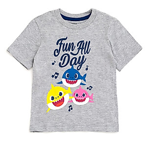 Pinkfong Baby Shark Daddy Shark Mommy Shark Infant Baby Boys 3 Pack Graphic T-Shirts Blue/Grey 24 Months