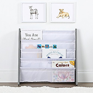 Humble Crew Kids Toy Organizer, Toddler, Grey/White & Crew Kids Book Rack Storage Bookshelf, Grey/White