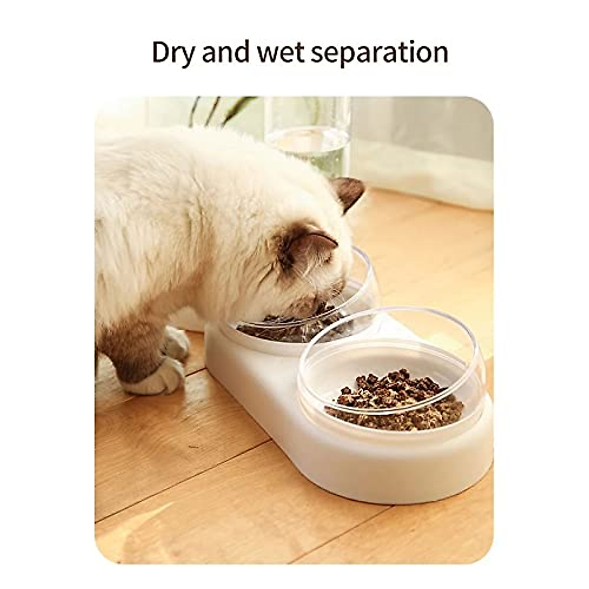 FUUIE Bowls for Food and Water Pet Cat Bowl Automatic Feeder Dog Cat Food Bowl with Water Fountain Double Bowl Drinking Raised Stand Dish Bowls for Cats (Color : Pink)