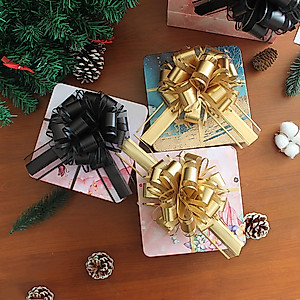 HQJAXJ 6 PCS Pull Bow,Gold Gift Bows for Presents 6 inch Pull Bow for Gifts Wrapping Party Gift Boxes Bow Basket Packaging Bows for Valentine's Day Presents Flower Decorations (gold)