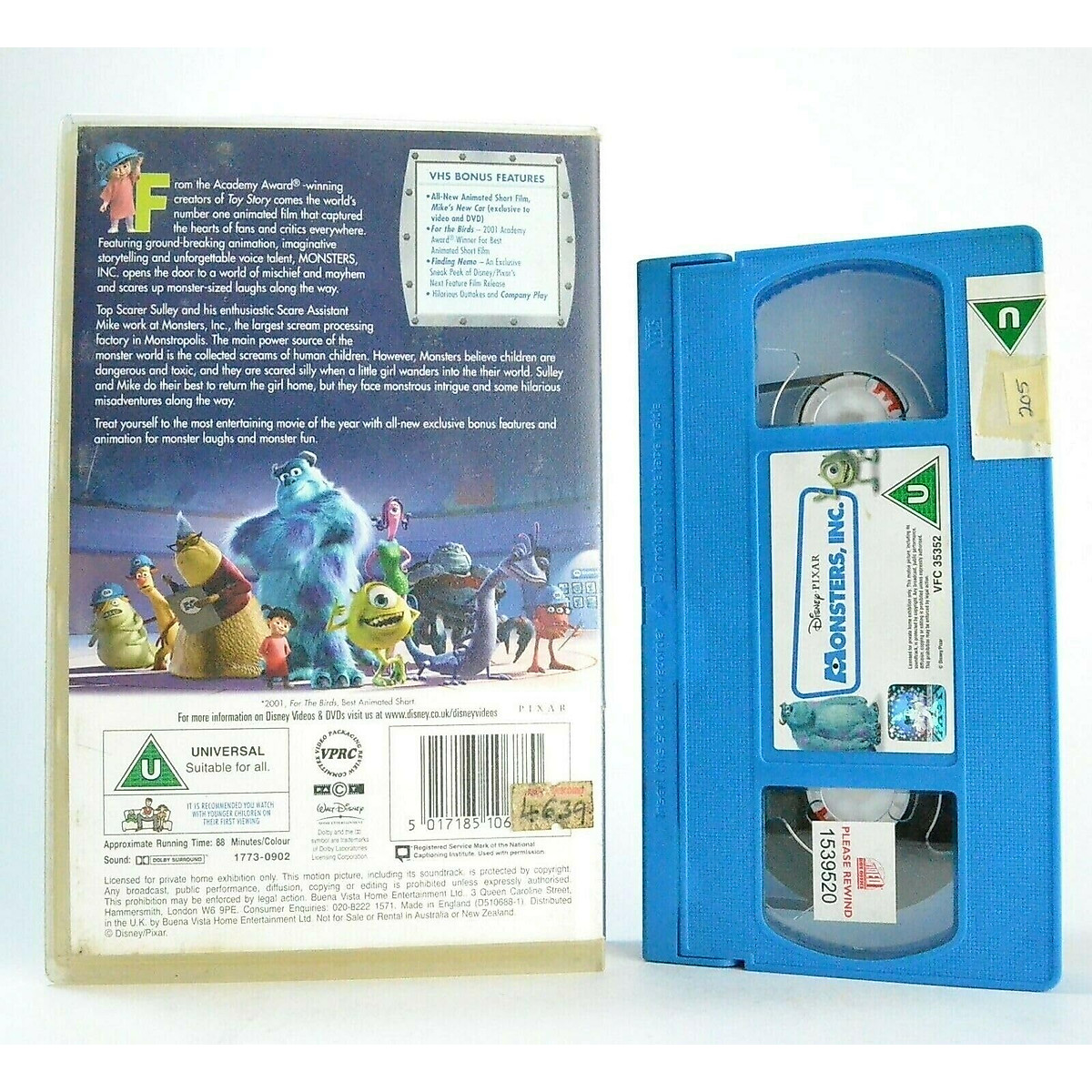 Monsters, INC.: Disney/PIXAR (2001) - Computer Animated - Large Box - Kids - VHS