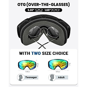 OutdoorMaster Ski Goggles with Cover Snowboard Snow Goggles OTG Anti-Fog for Youth Teenager
