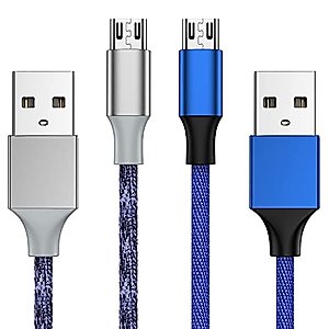 Charger Cable for Xbox One Controller - 2 Pack 10FT Nylon Braided Micro USB 2.0 Charge and Play Data Sync Cord for Xbox One S/X, Playstation 4, dualshock 4 Controller, Samsung, Android Phone