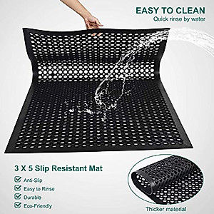 Rubber Floor Mats for Kitchen Commercial Anti-Fatigue Floor Mats Restaurant Bar Floor Mat New Rubber Door Mat Heavy Duty Drainage Mat for Garage Garden Use Black 36inch x 60inch from SallyMall