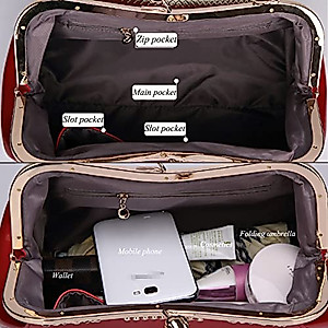 XingChen Glossy Patent Leather Handbag for Women Top Handle Tote Bag Evening Shoulder Bag Wedding Satchel Retro Purse Red