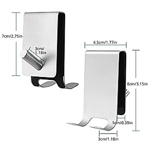 JiGiU Over Shower Glass Door Hook, 4 Pack Over Door Hooks for Shower Door Silver 304 Stainless Steel Rack Hooks Brushed Nickel Over The Door Hanging Shower Squeegee Hook No Drill for Bathroom