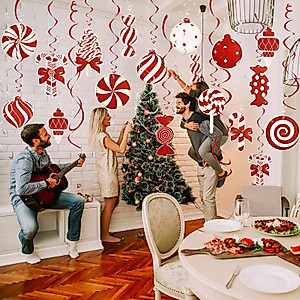 Candy Cane Christmas Party Decorations - 36pcs Red Candy Cane Lollipop Peppermint Christmas Hanging Swirls Decorations for Christmas Home Candyland Winter Holiday Party Decor Supplies