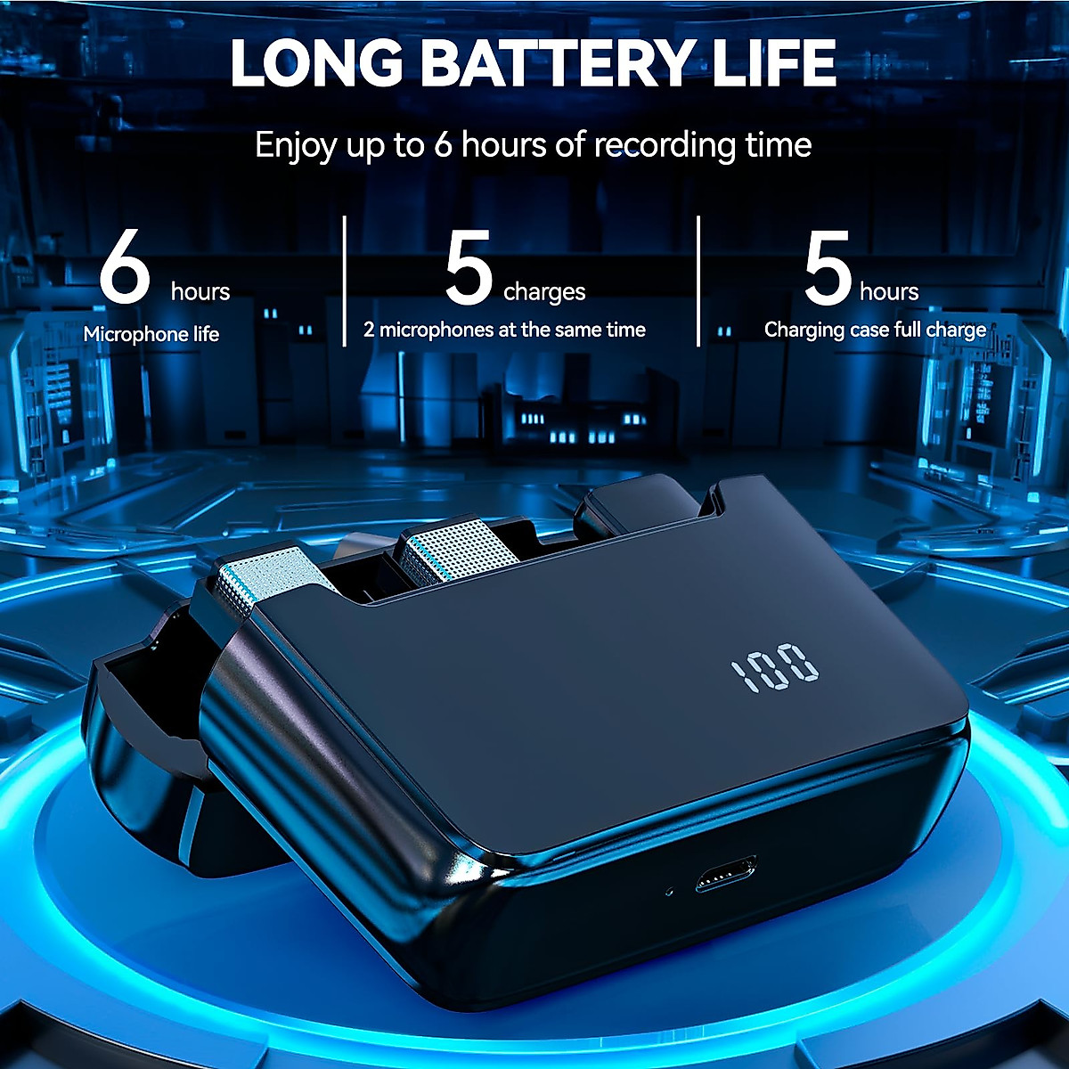 OFFBAIKU 2 Pack Wireless Lavalier Microphone for iPhone iPad Android Video Recording Mini Microphone Clip on Lav Mic with Noise Cancelling & Charging Case for Interview,Vlog,YouTube,Tiktok.