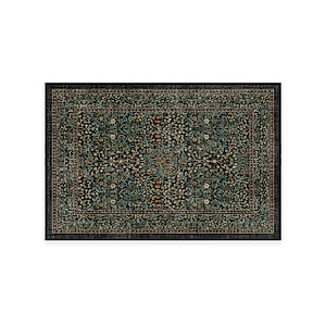 RUGGABLE x Morris & Co Washable 2x3 Area Rug, Dark Green, Premium Rugs for Living Room, Bedroom, Kitchen, Office, Classroom with Gripper Non Slip Pad