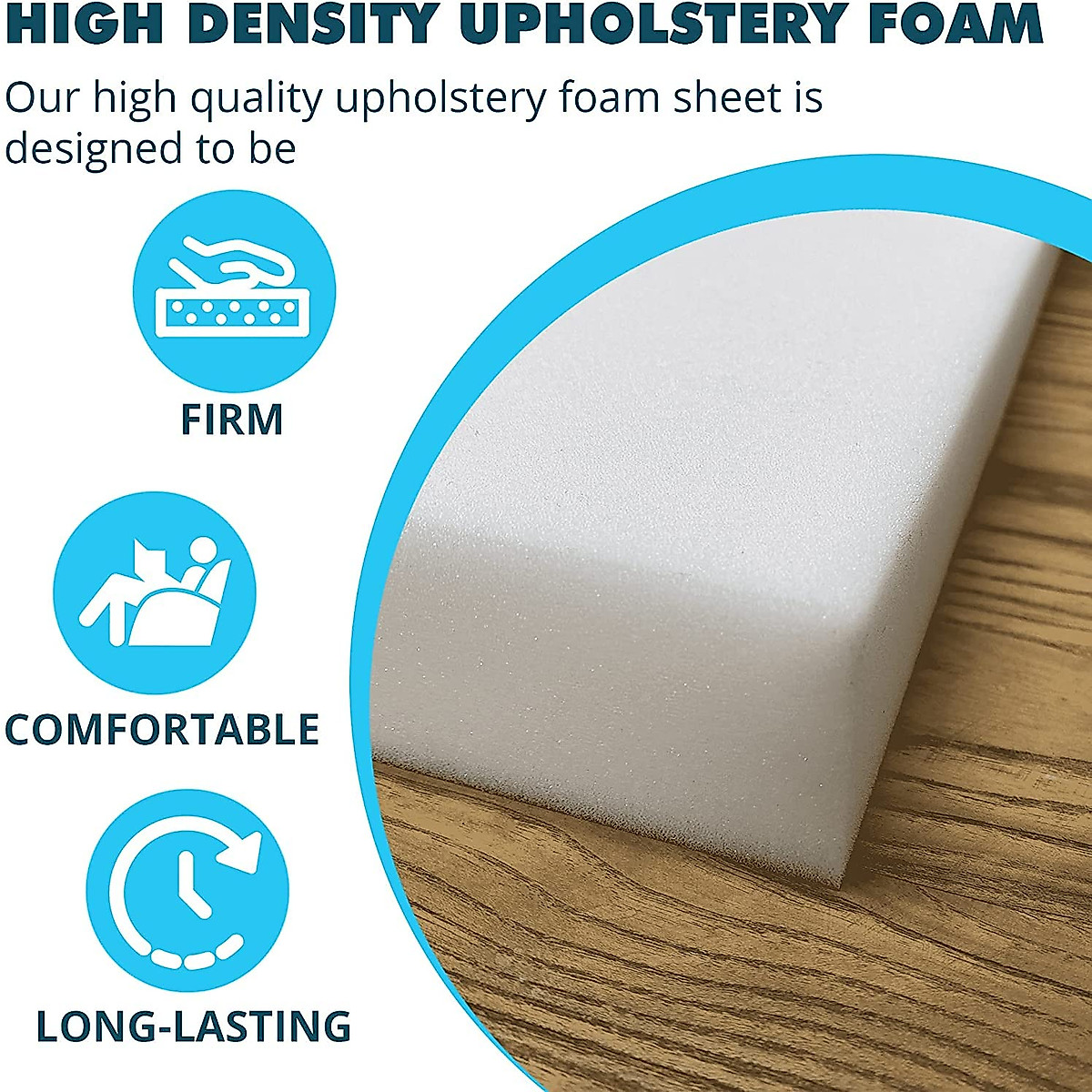 Foamma 1" x 24" x 72" High Density Upholstery Foam, Replacement Couch Cushion Foam, High Density Foam Cushion, Couch Foam, Couch Filler Stuffing, Chair Foam, Upholstery Foam for Couch Cushions