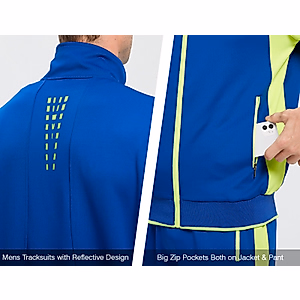 TBMPOY Men's Tracksuits Sweatsuits for Men Set Track Suits 2 Piece Casual Athletic Jogging Warm Up Full Zip Sweat Suits Royal Blue/Green XL