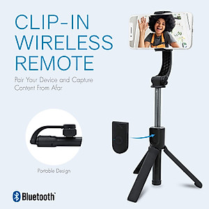 Realm Selfie Gimbal Stabilizer with Wireless Remote for Smartphones, Extendable Bluetooth Selfie Stick & Tripod, 1-Axis Smartphone Gimbal