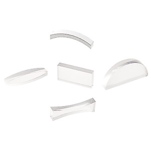 AHANDMAKER 5 Pcs Physical Optical Experiment Set, Acrylic Lens and Prism All Faces Fully Polished for Lab Supplies Physics Teaching (Double Concave, Double Convex, Rectangle, Semicircle)