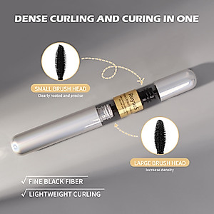 AKARY Mascara Waterproof & Smudge-Proof - 2-1 Long-Lasting Mascara Black Volumizing and Lengthening for Eye Makeup, Liquid Lash Extensions Mascara for a Full Fan Effect, No Clumping, Curling Eyelashes, Vegan & Cruelty-Free, 02 Brown