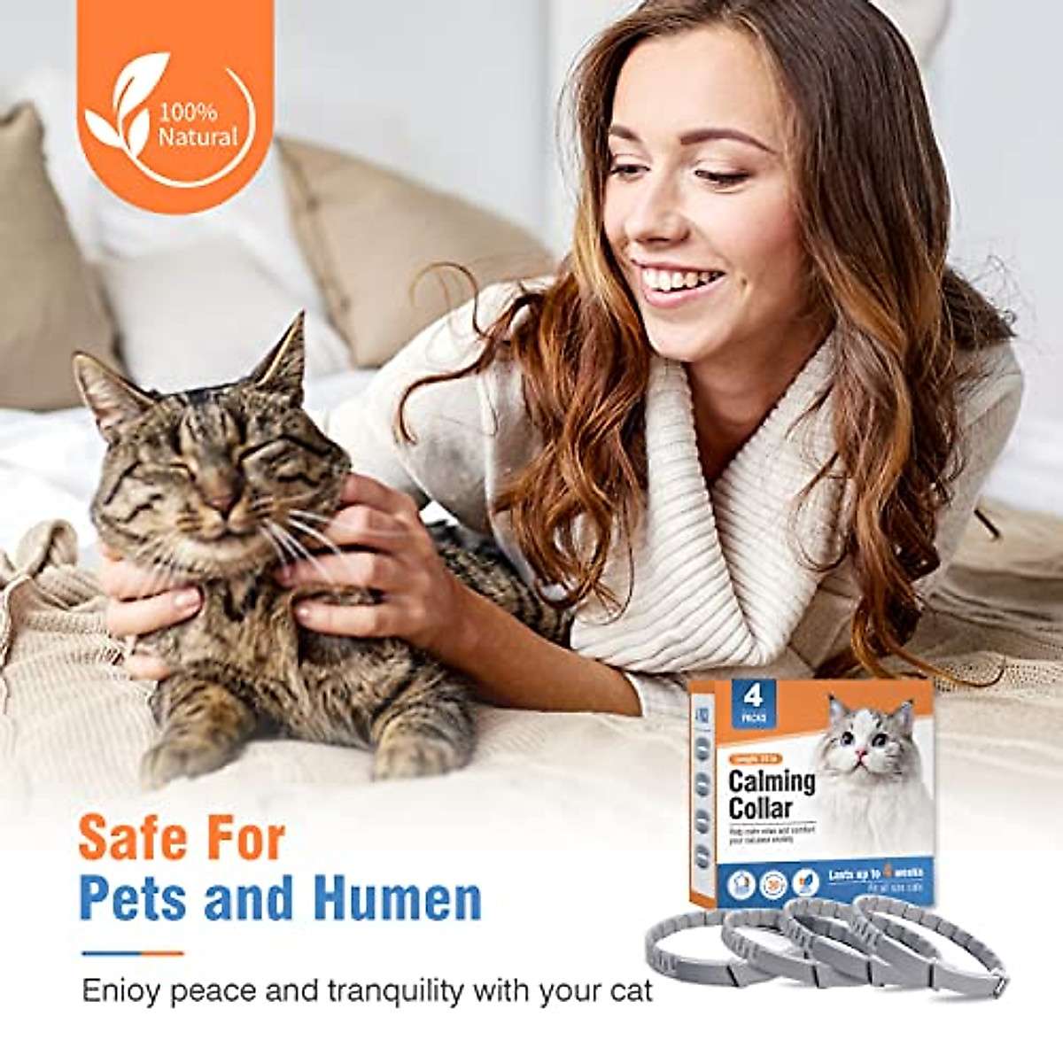 4 Packs Cat Calming Collar for Cats Pheromone Collar Efficient Relieve Reduce Anxiety Stress Pheromones Calm Relaxing Comfortable Collars Long-Lasting 30 Days Adjustable Breakaway Design Gray