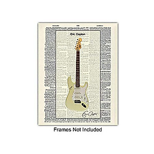 Guitar Wall Decor Poster Set - Musician Gifts for Jimi Hendrix, Eddie Van Halen, John Lennon, Jimmy Page, Eric Clapton, Music Fans - Home Decor, Wall Art, Print Set - 8x10