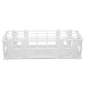 JUOPZKENN Plastic Test Tube Rack, 21 HolesPlastic Test Tube Rack Assembly Detachable Sampling Tube Holder Stand for Laboratory 30mm Test Tubes, White, Detachable