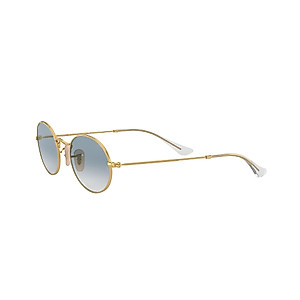 Ray-Ban RB3547N Oval Flat Lens Sunglasses, Gold/Clear Gradient Blue, 51 mm