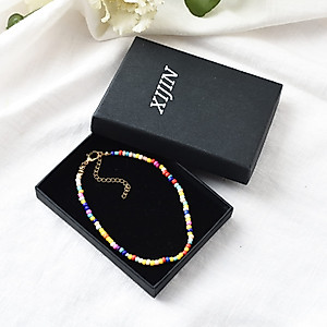 XIJIN Large Beaded Anklets Set Handmade Plus Size Colorful Beads Anklet for Women Foot Ankle Bracelet 9-11 inches