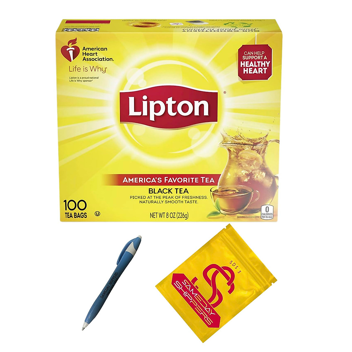 Lipton Tea Bags | Lipton Tea Bags For A Naturally Smooth Taste Black Tea Iced or Hot Tea That Can Help Support a Healthy Heart 100 COUNT tea bags | SameDay Shippers Offers Free Pen and Comes With