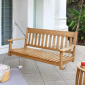 Cambridge Casual Teak Wood Porch Swing, Teak Frame, Bentley