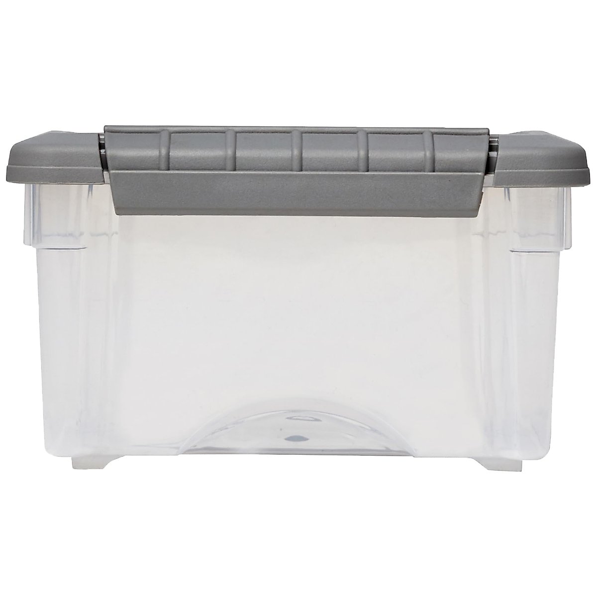 Amazon Basics 5 Quart Stackable Plastic Storage Bins with Latching Lids- Clear/ Grey- Pack of 10