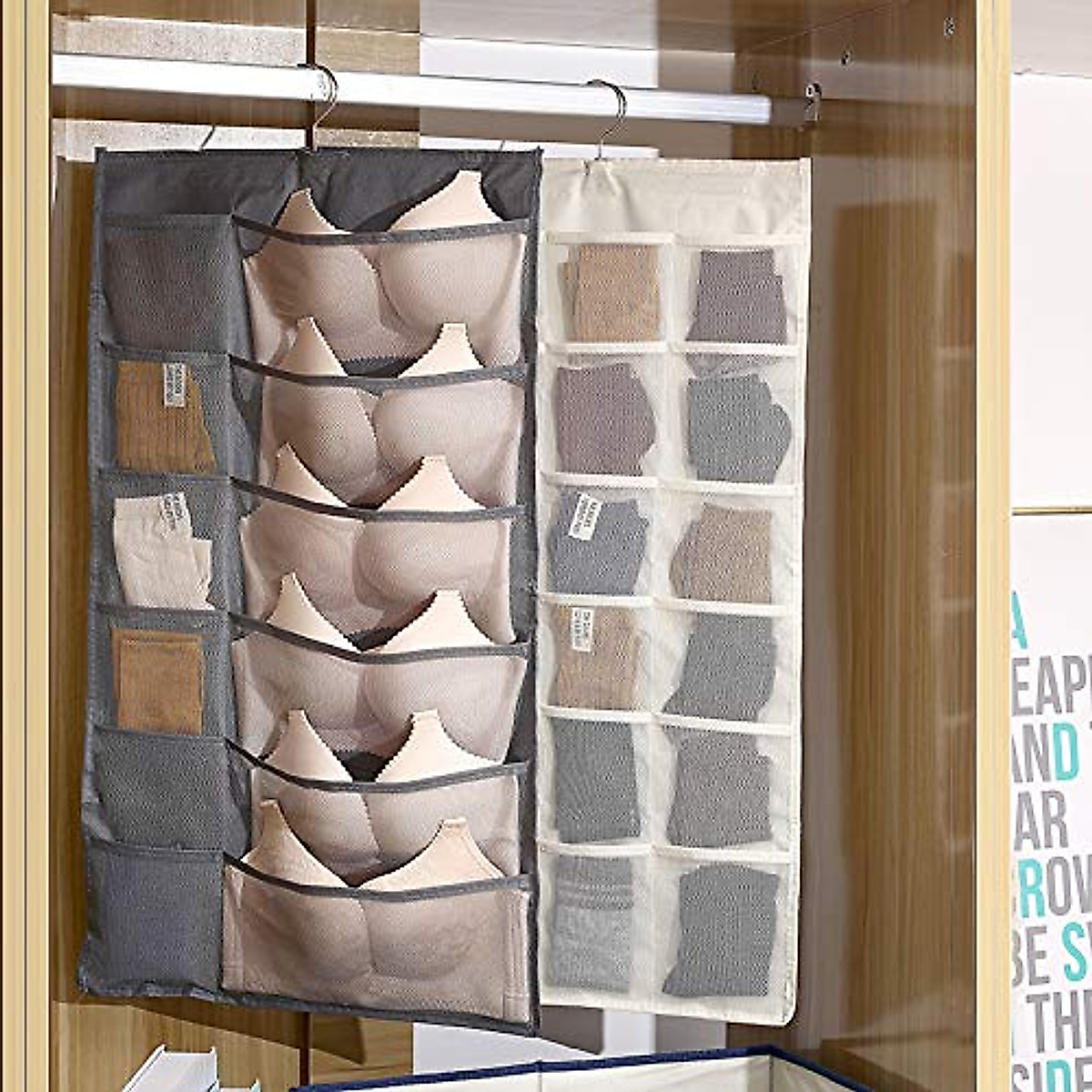 GUAGLL Household Wardrobe Storage Bag for Bra Panties Socks Non-Woven Storage Wall Hanging Bag