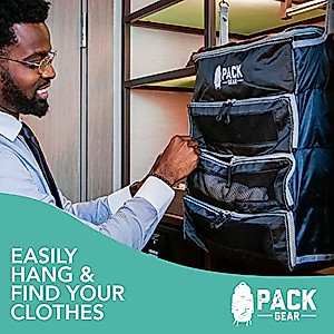 Pack Gear Suitcase Organizer | Pack More in your Large or Carry On Luggage | Unpack Instantly with these Compression Packing Cubes for Suitcases | Hanging Shelf Organizer for Closet (Black) (Medium)