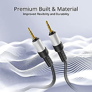 TNP Premium Gold Plated 3.5mm Audio Cable (6 Feet) - Male to Male AUX Auxiliary Stereo Headset Jack Adapter Wire Cord Plug Connector for iPhone iPod iPad, Android Smartphone Tablet, Home Car System