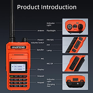 BAOFENG P15UV 5W Dual Band Waterproof Two Way Radio Long Range Walkie Talkie for Adults, with Earphone and Type-C Charger