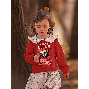 Santa Claws Sweatshirt Toddler Youth Kids Cat Ugly Christmas Sweater Style Medium Red