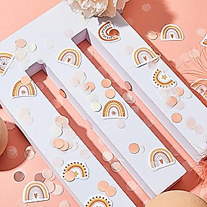 300 Pcs Rainbow Paper Confetti Rainbow Confetti Table Decorations with 1000 Pcs Round Tissue Paper Table Confetti Dots Rose Gold Confetti for Tables Gift Boxes, Birthday Baby Shower Wedding Decor