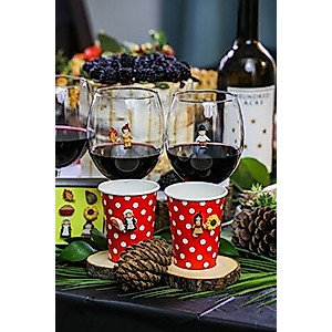 Thanksgiving Magnetic Wine Glass Charms Set of 12 Perfect Drink Markers for Stemless Glasses, Champagne Flutes & More - Great Hostess Gift