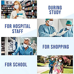 50 Pcs Disposable Face Masks, 3 Ply Cotton Face Mask, Adjustable Ear loops For Face Protection, Breathable Single Use Clearance Face Masks (50 Count (Pack of1), Flower Blue)