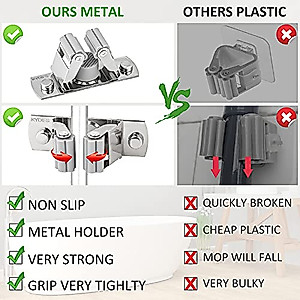 Broom and Mop Holder Wall Mount Heavy Duty Stainless Steel Broom Holder Wall Mounted Broom Organizer Home Garden Garage Storage Rack (4PCS-1Rack)